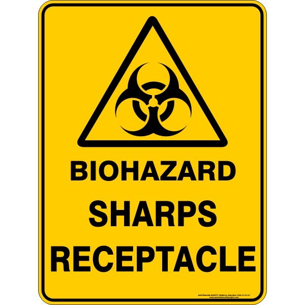 Warning Biohazard Sharps Receptacle - STW Industrial & Safety