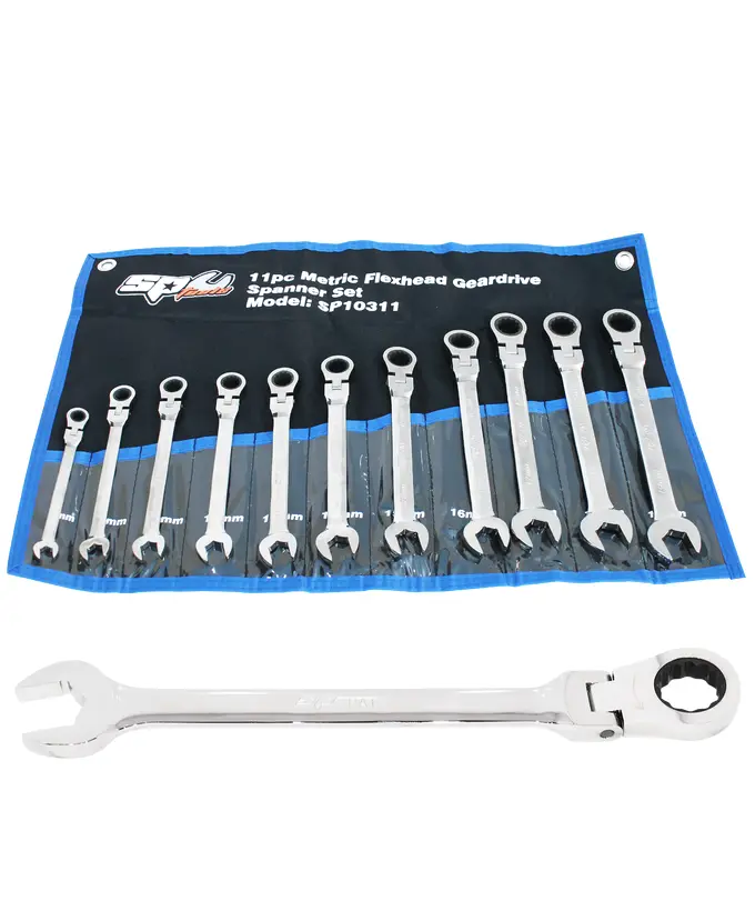 SP TOOLS Flex Head Gear Drive ROE Quad Drive Spanner Set - Metric ...