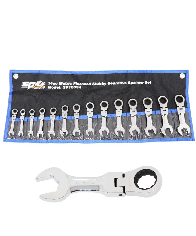 SP TOOLS Flex Head Gear Drive ROE Quad Drive Spanner Set - Stubby ...