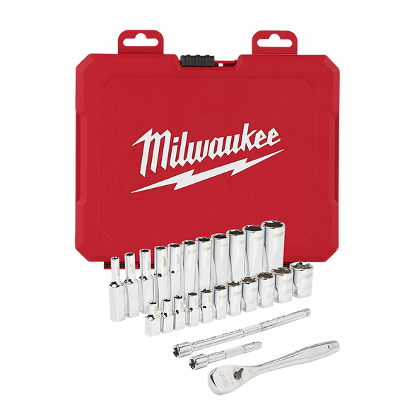 MILWAUKEE 1/4" Drive 26pc Ratchet & Socket Set - SAE - STW Industrial ...