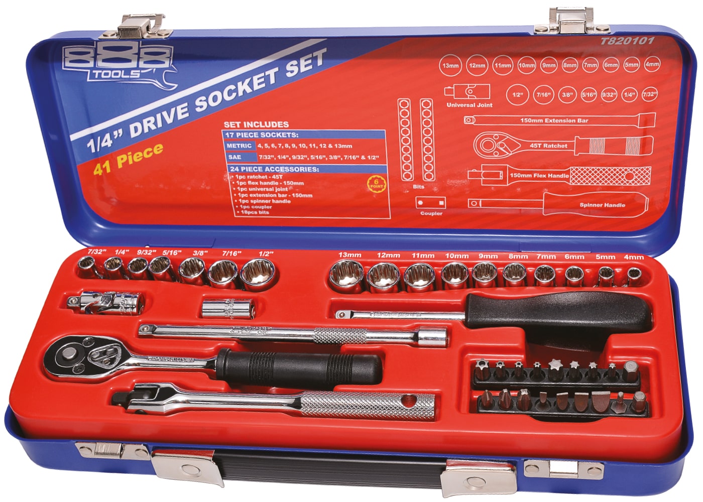 SP TOOLS 1/4"Dr Socket Set - 6pt Metric/SAE - 41pc - STW Industrial ...