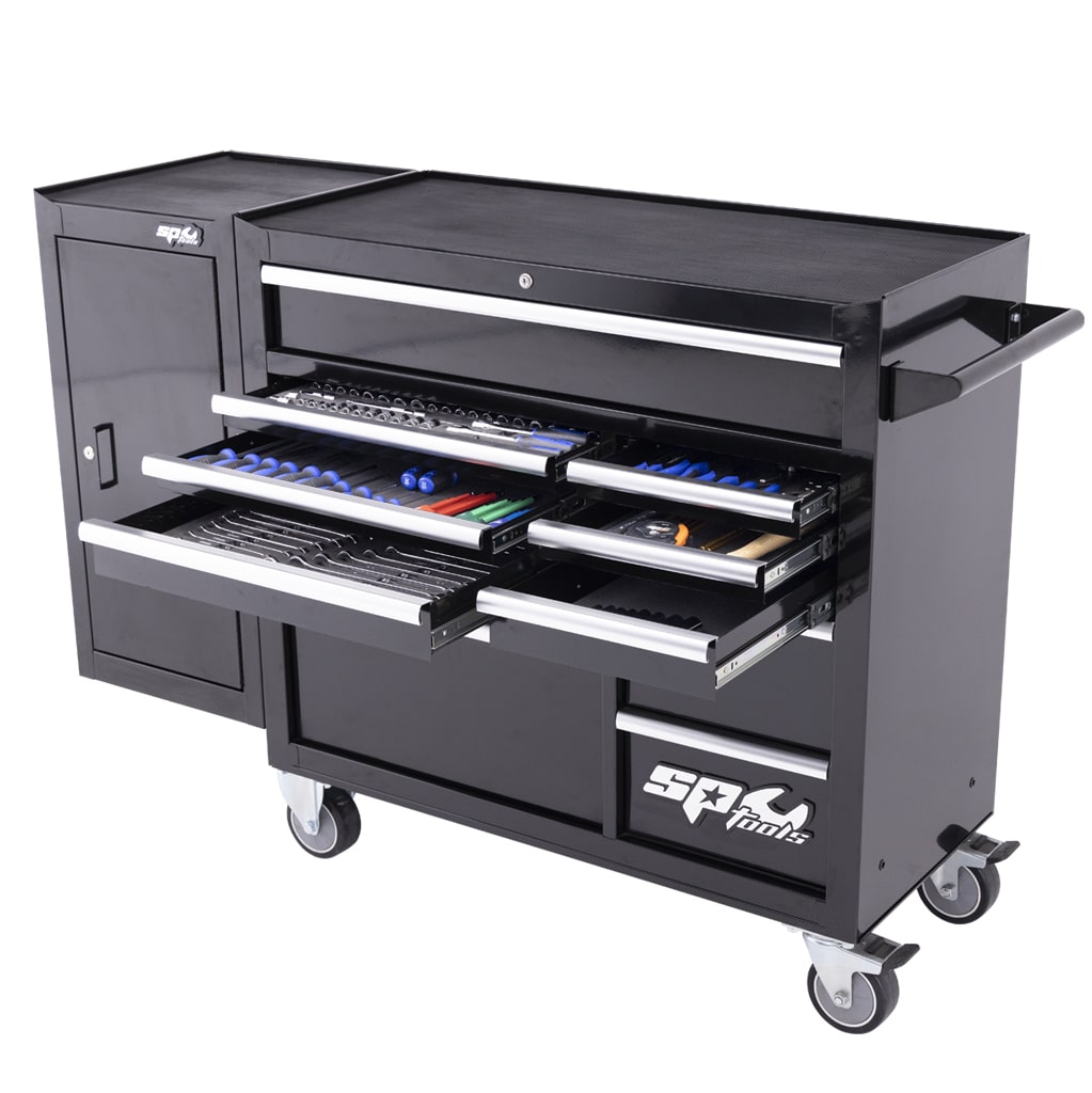 SP TOOLS Custom Series Roller Cabinet Tool Kit with Side Cabinet 238pc ...