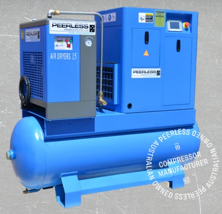 PEERLESS PRODUCTS HQ10 Rotary Screw Air Compressor with Fixed Speed: Belt Drive, 10HP, 1000 ...