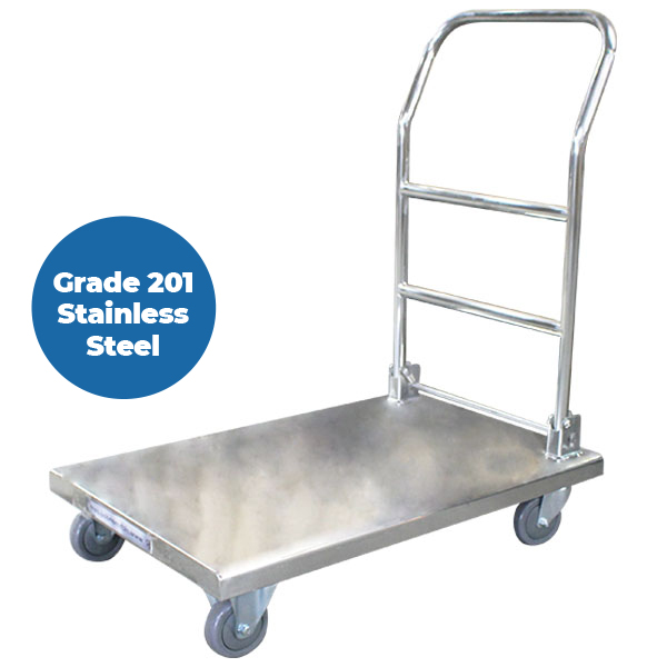 RICHMOND 820 x 515mm Grade 201 Stainless Platform Trolley - STW ...