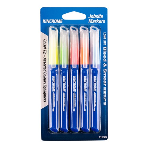 KINCROME Highlighter Chisel Tip 5 Pack Assorted Colours - STW ...