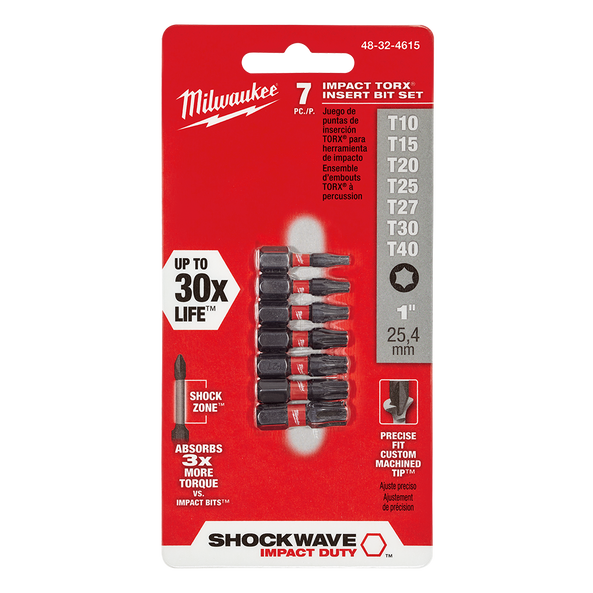 MILWAUKEE SHOCKWAVE™ Insert Bit TORX™ 7Pc Set - STW Industrial & Safety