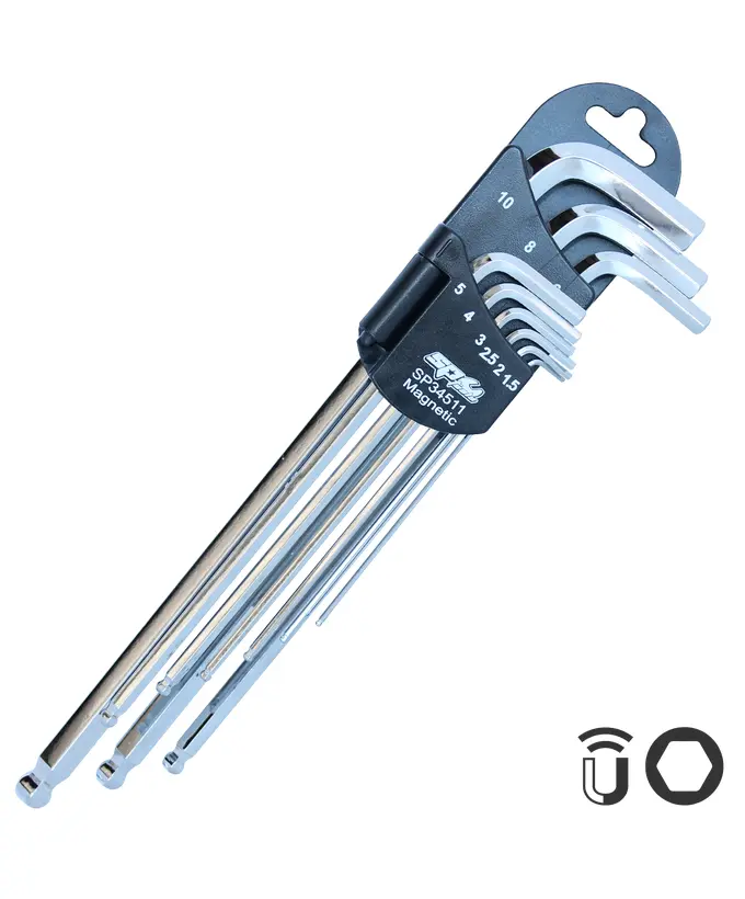 SP TOOLS Magnetic Ball Drive Hex Key Set - Metric - Chrome - 9pc - STW ...