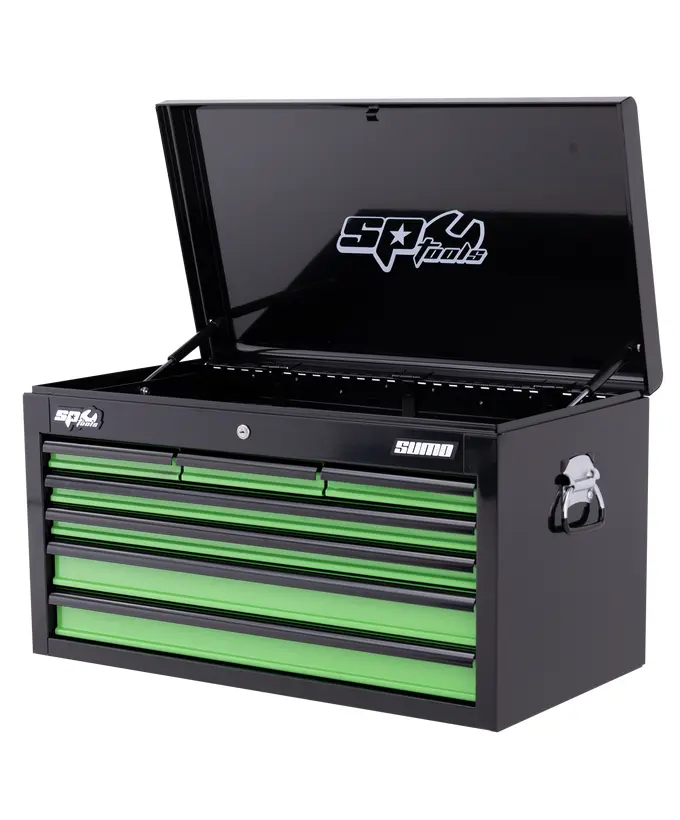 SP TOOLS Sumo Series Tool Box - 7 Drawer - Black/Green Drawers - STW ...