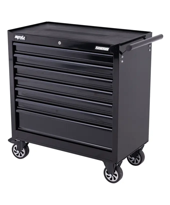SP TOOLS Sumo Series Roller Cabinet - 7 Drawer - Black/ Black Drawers ...