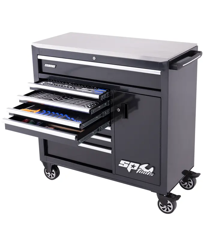 SP TOOLS Sumo Series Roll Cab Tool Kit with Power Tool Cupboard and ...