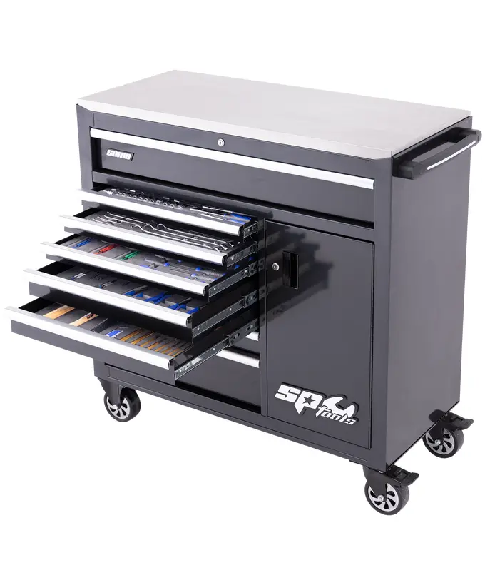 SP TOOLS Sumo Series Roll Cab Tool Kit with Power Tool Cupboard and ...