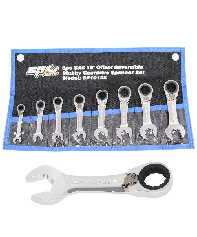 SP TOOLS Gear Drive ROE Quad Drive Spanner Set - Stubby - 15° Offset ...