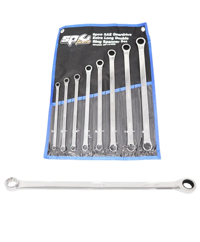 SP TOOLS Box Drive Double Ring Spanner Set - 0° Offset - Extra Long ...