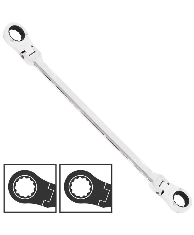 SP TOOLS Flex Head Double Gear Drive Ring Spanners - Extra Long ...