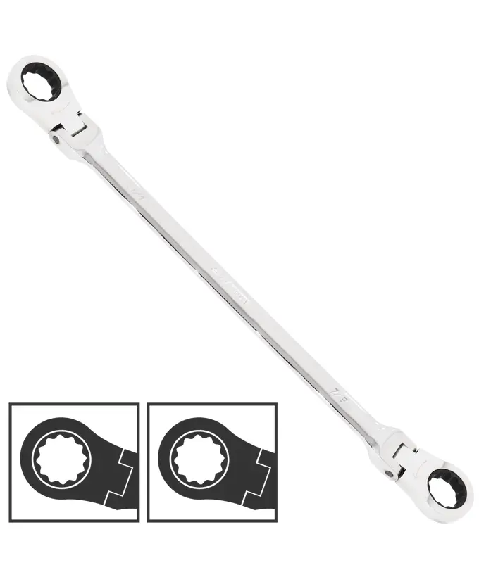 SP TOOLS Flex Head Double Gear Drive Ring Spanners - Extra Long - SAE ...
