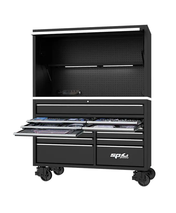 SP TOOLS 59" USA Sumo Series Roll Cab & Power Hutch Tool Kit - 631pc ...